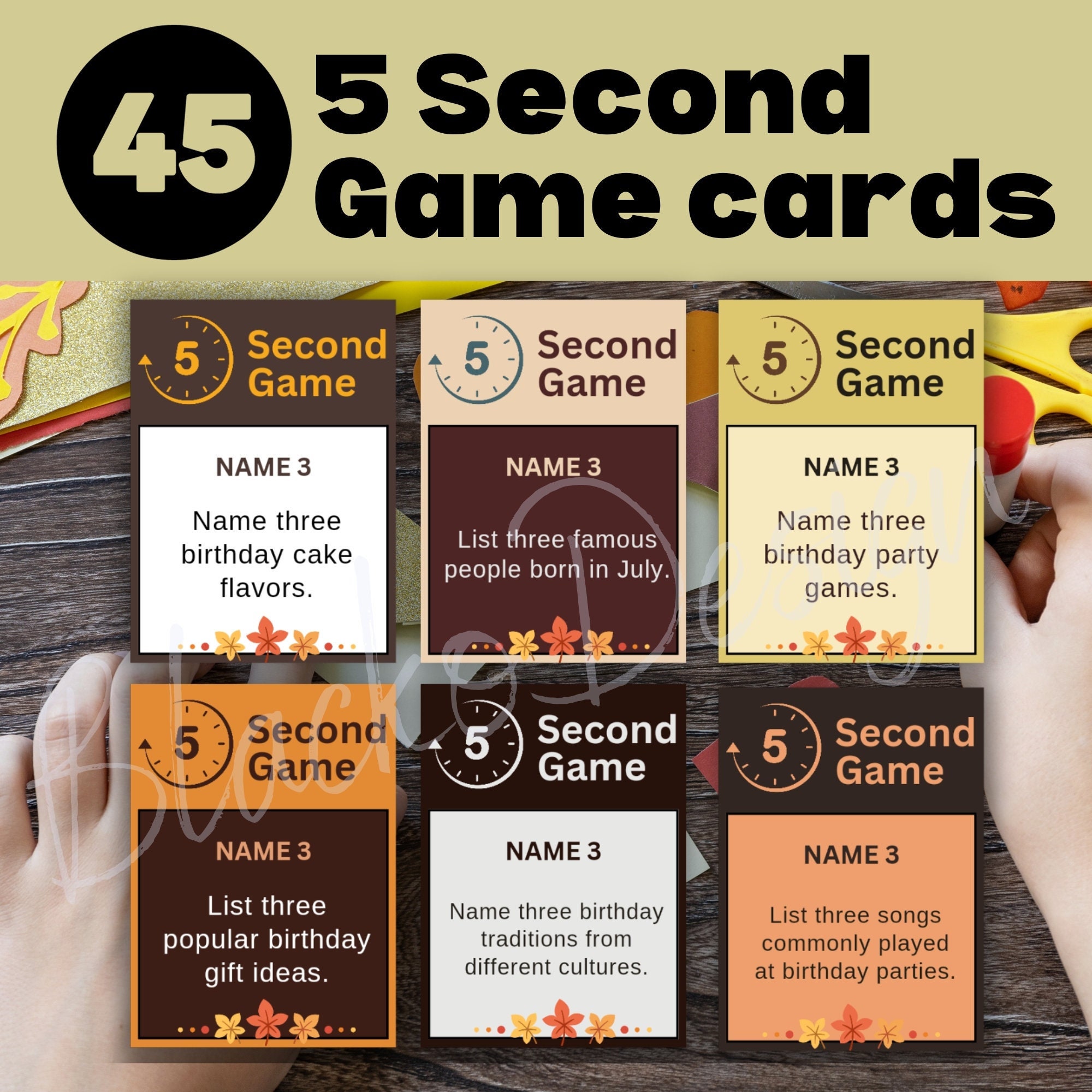 Birthday 5 Second Game Printable Birthday Games for Kids and - Etsy