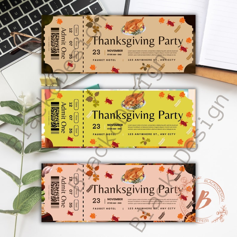 Thanksgiving Feast Ticket: Editable Party Invite (canva Template) - Etsy