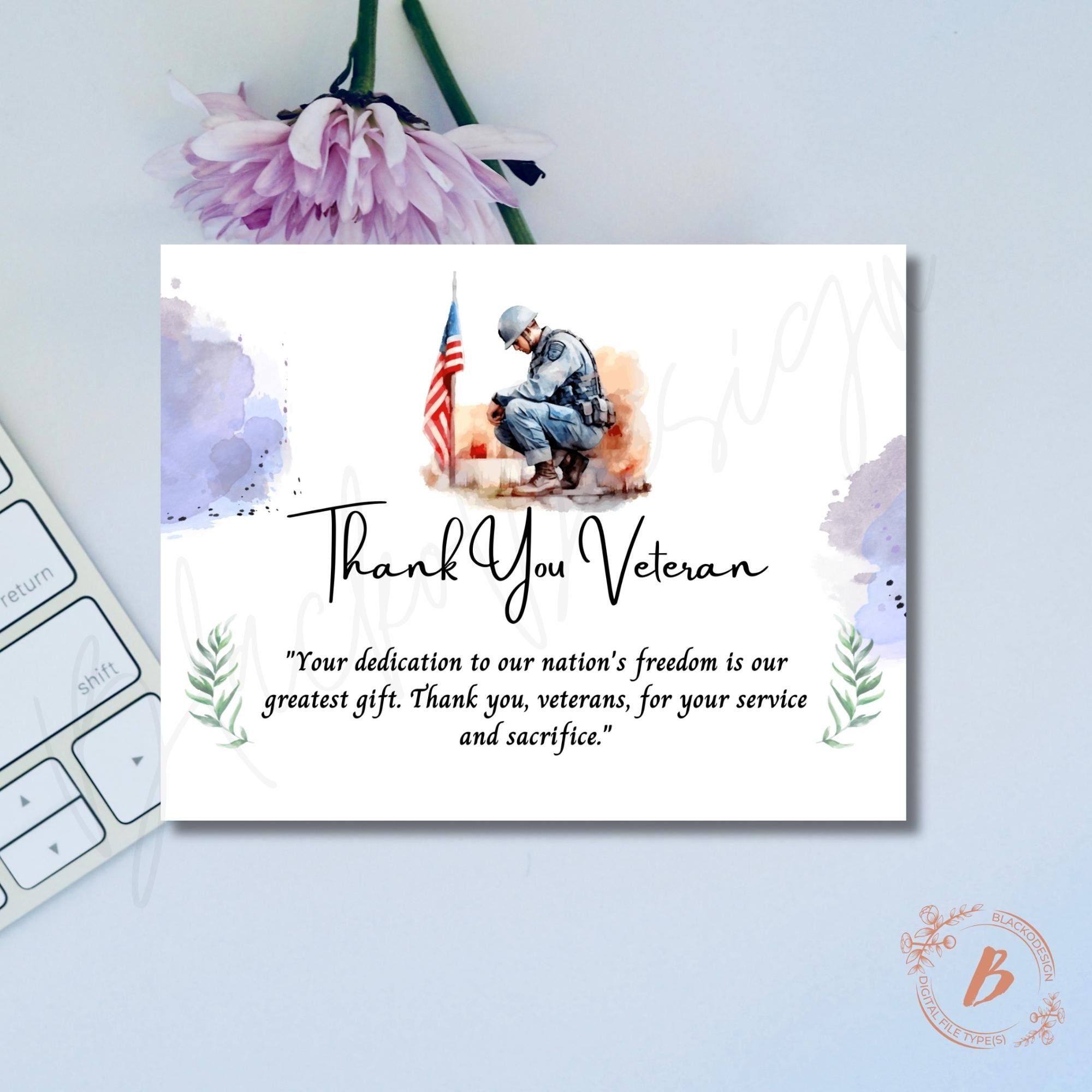 Editable Veterans Day Canva Template, 5 Thank A Veteran Thank You Card ...