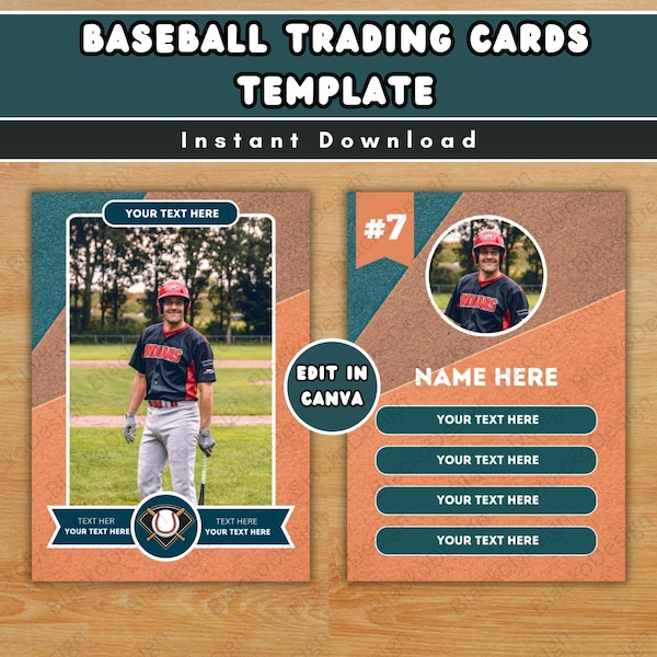 Baseball Cards Template Edit - Etsy