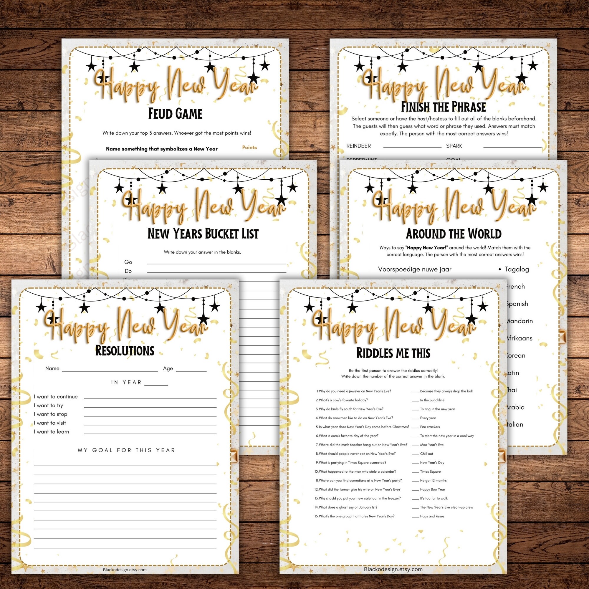 New Year's Game Bundle 18 New Year's Eve Party Games New Year's Eve ...