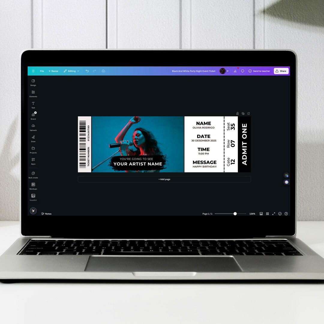 Editable Concert Tickets | DIY Ticket Template | Printable Concert ...