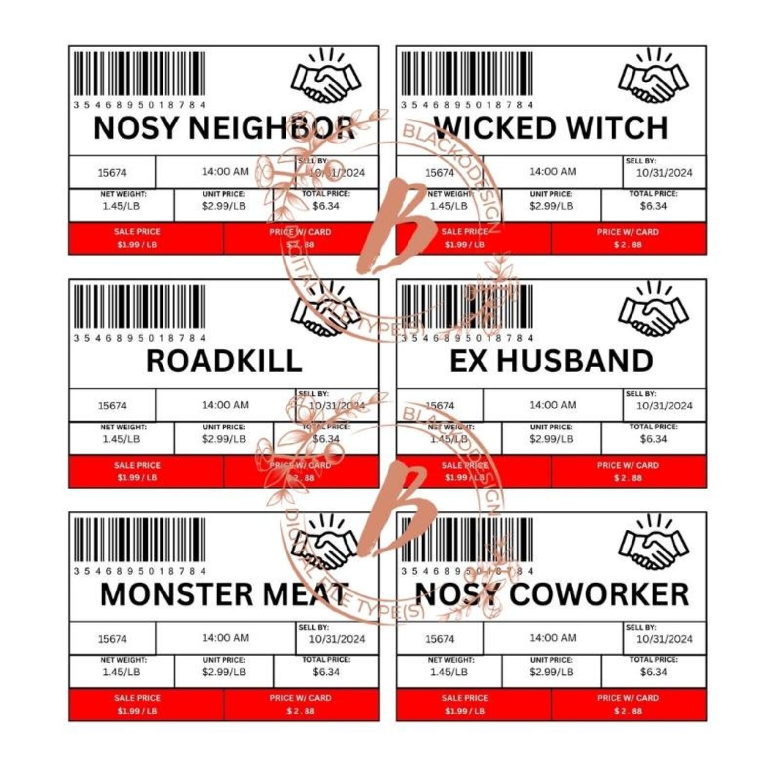Editable Halloween Meat Labels, Meat Labels, Editable Meat Label ...
