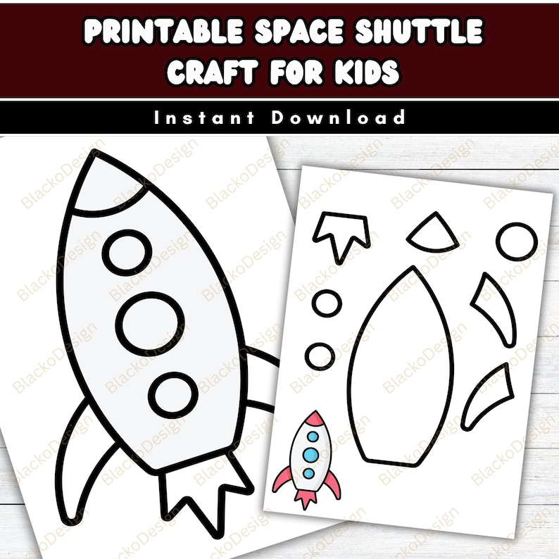 Printable Rocket Craft for Kids: Color, Cut, Paste (instant Download ...