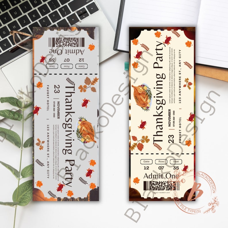 Thanksgiving Feast Ticket: Editable Party Invite (canva Template) - Etsy