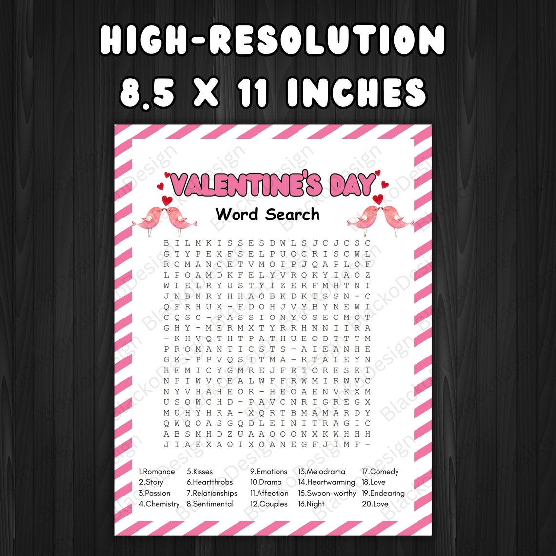 Valentine's Day Word Search Game Fun Party Game for Kids Activities ...