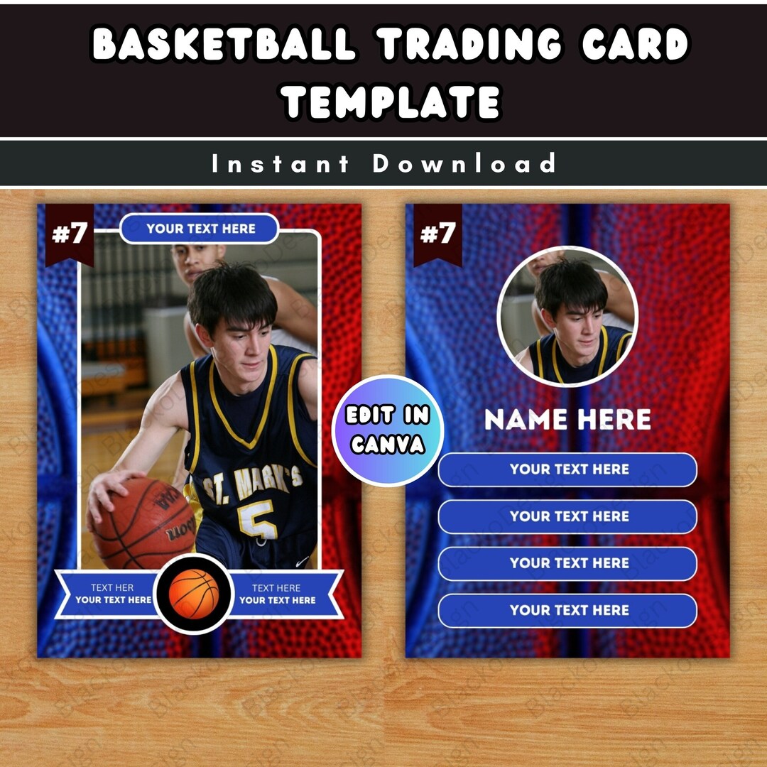 Customizable Basketball Trading Card Template: Team Gifts (digital ...