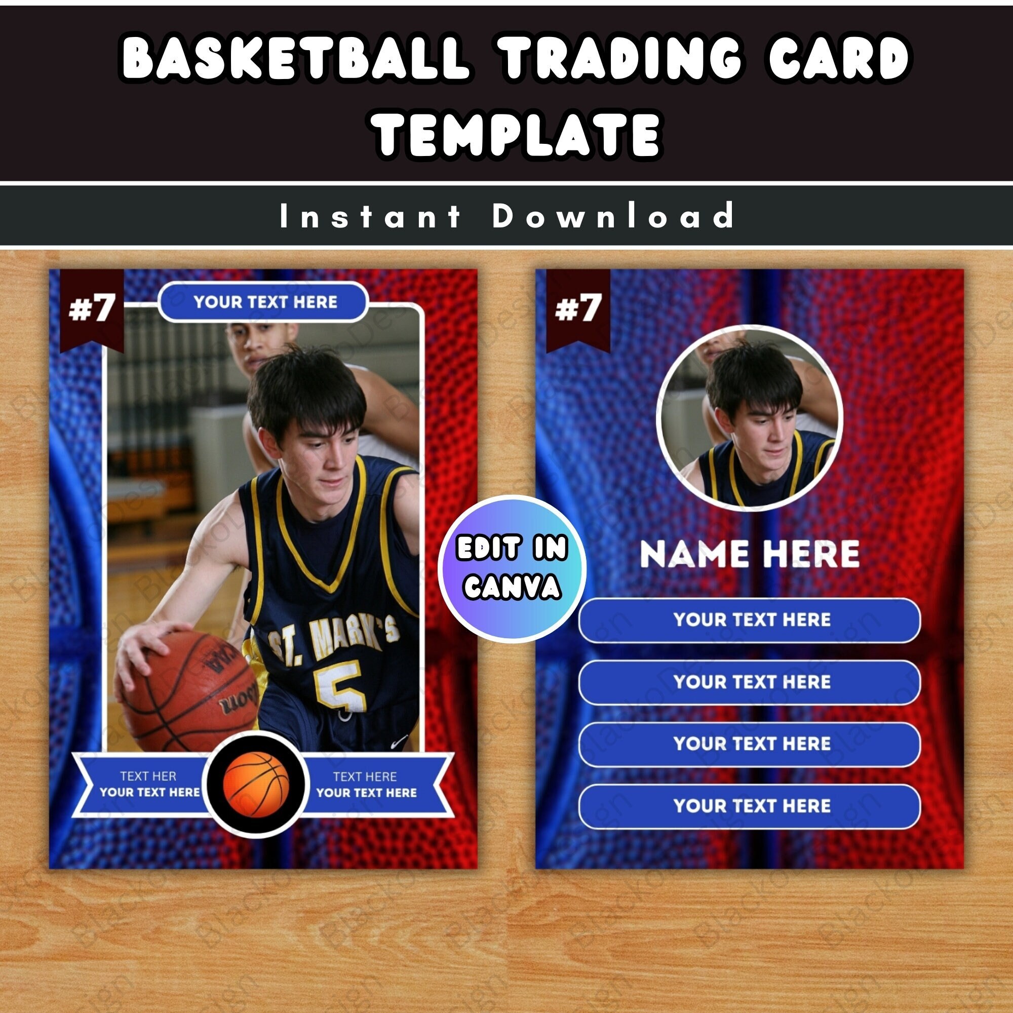 Customizable Basketball Trading Card Template: Team Gifts (digital ...