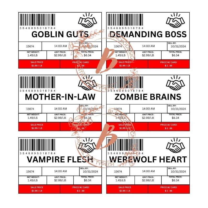 Editable Halloween Meat Labels: Spooky Party Decorations (digital ...
