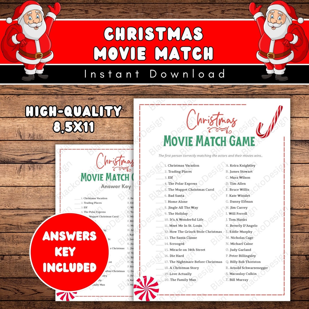 Holiday Movie Trivia Game - Christmas Movie Match - Actors Game ...