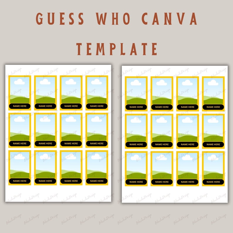 Custom Guess Who Game Template, Editable Board Game Canva Template - Etsy