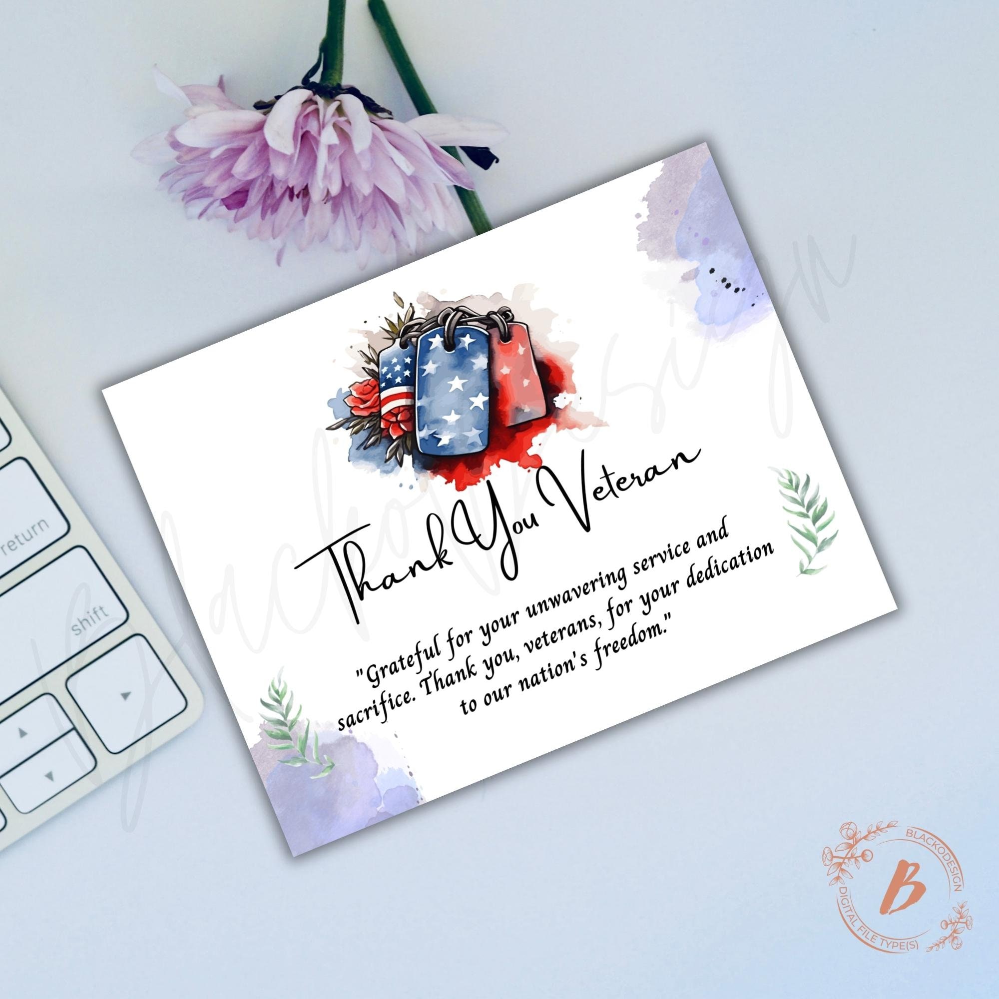 Editable Veterans Day Thank You Card: Printable Canva Template (digital ...