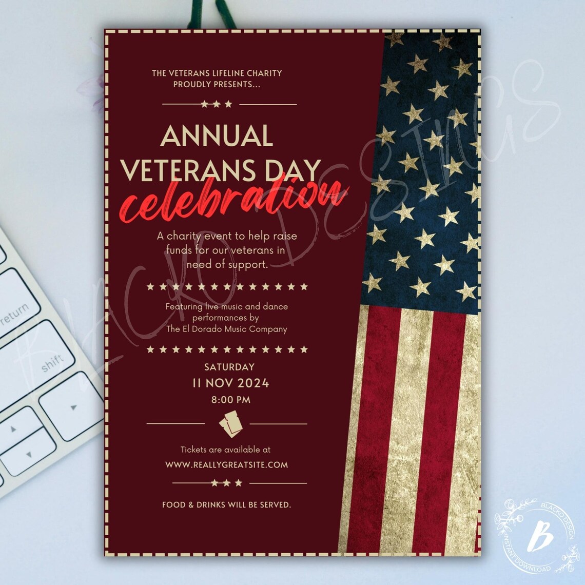 Editable Veterans Day Invitation: Patriotic Canva Template (5x7 PDF) - Etsy
