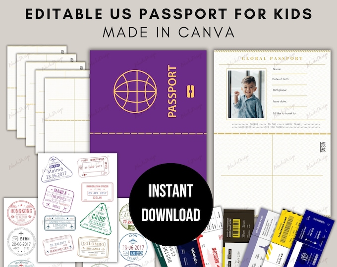 Printable Kids Travel Passport | Play Passport With Stamps | Pretend ...