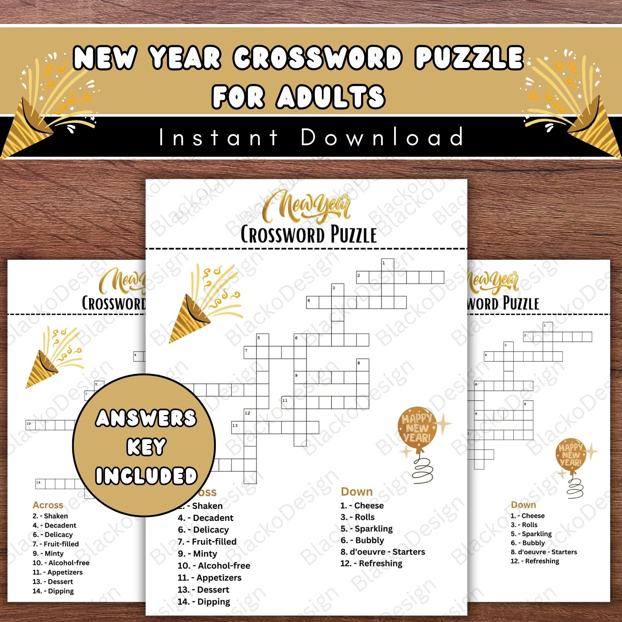 Holiday Crossword Puzzle - Fun Winter Activity for New Year's ...
