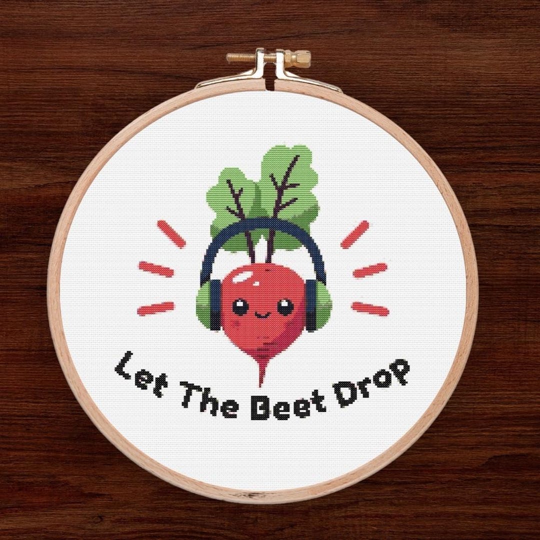 Let the Beet Drop Cross Stitch Pattern: Punny Music Design (PDF Pattern ...