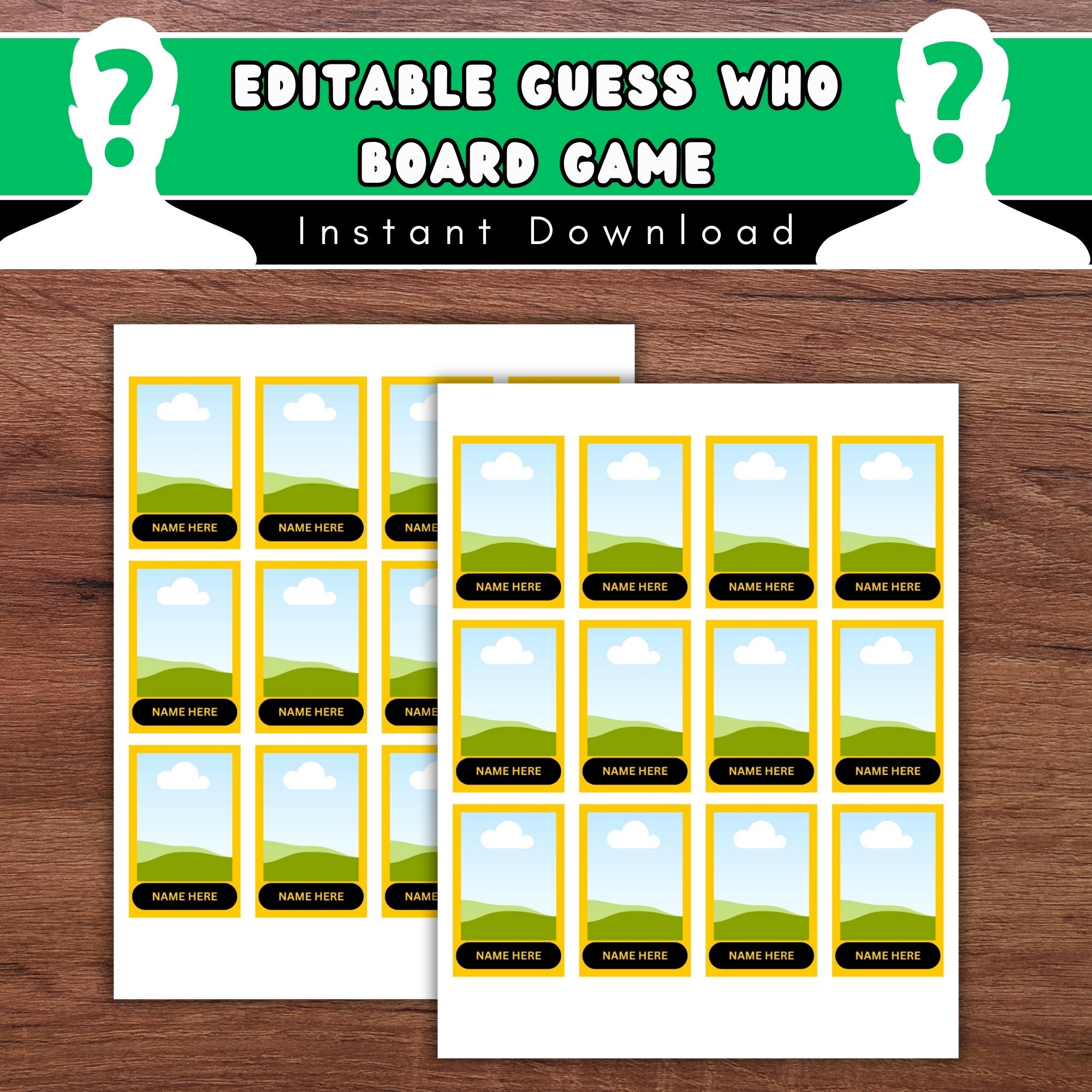 Editable Guess Who Board Game Template: Custom Canva Design (digital ...