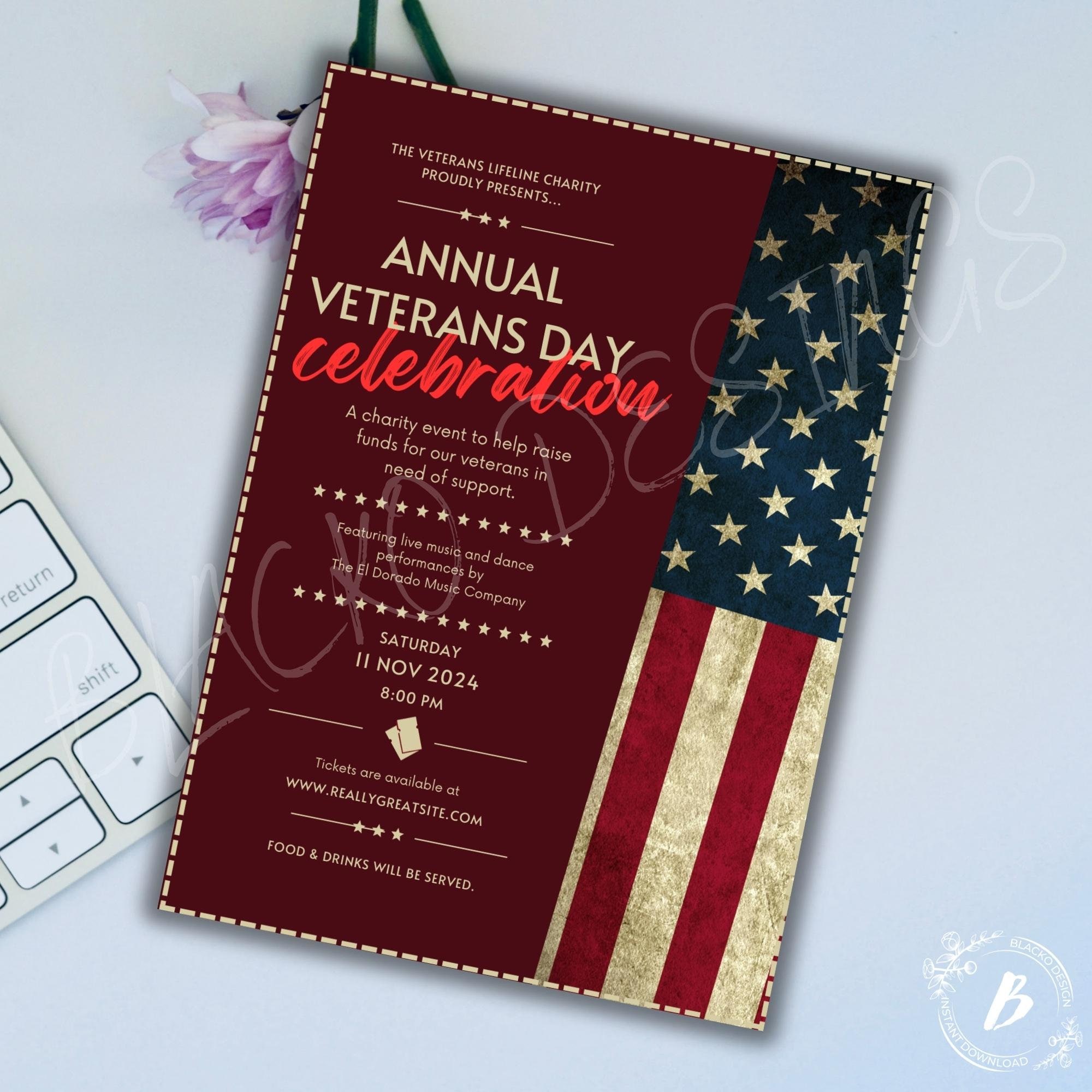 Editable Veterans Day Invitation: Patriotic Canva Template (5x7 PDF) - Etsy