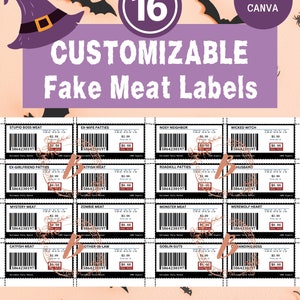 Editable Halloween Meat Labels: Spooky Party Favors (PDF, PNG, JPG) - Etsy