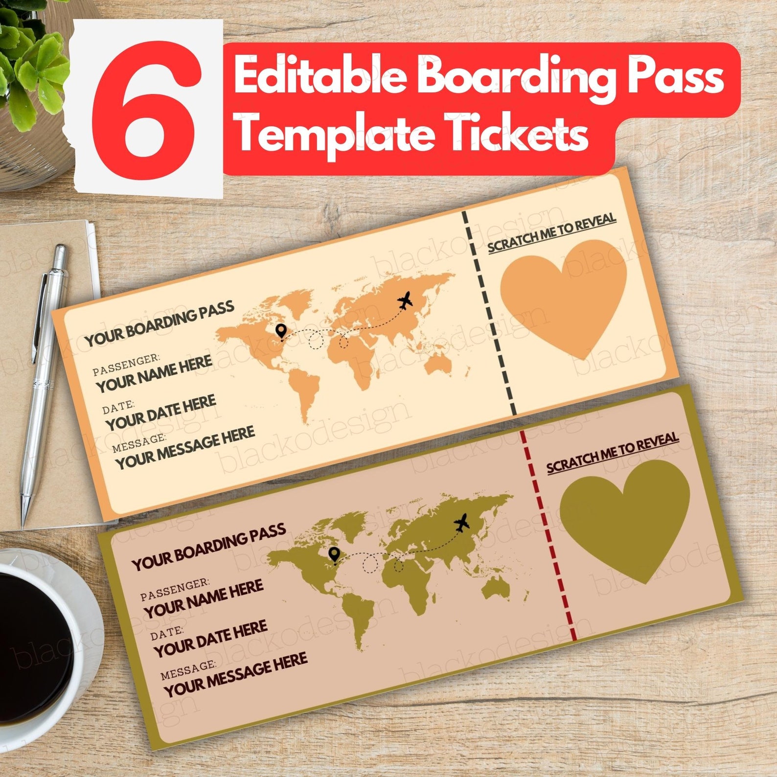Editable Boarding Pass Template - Personalised Scratch Surprise ...
