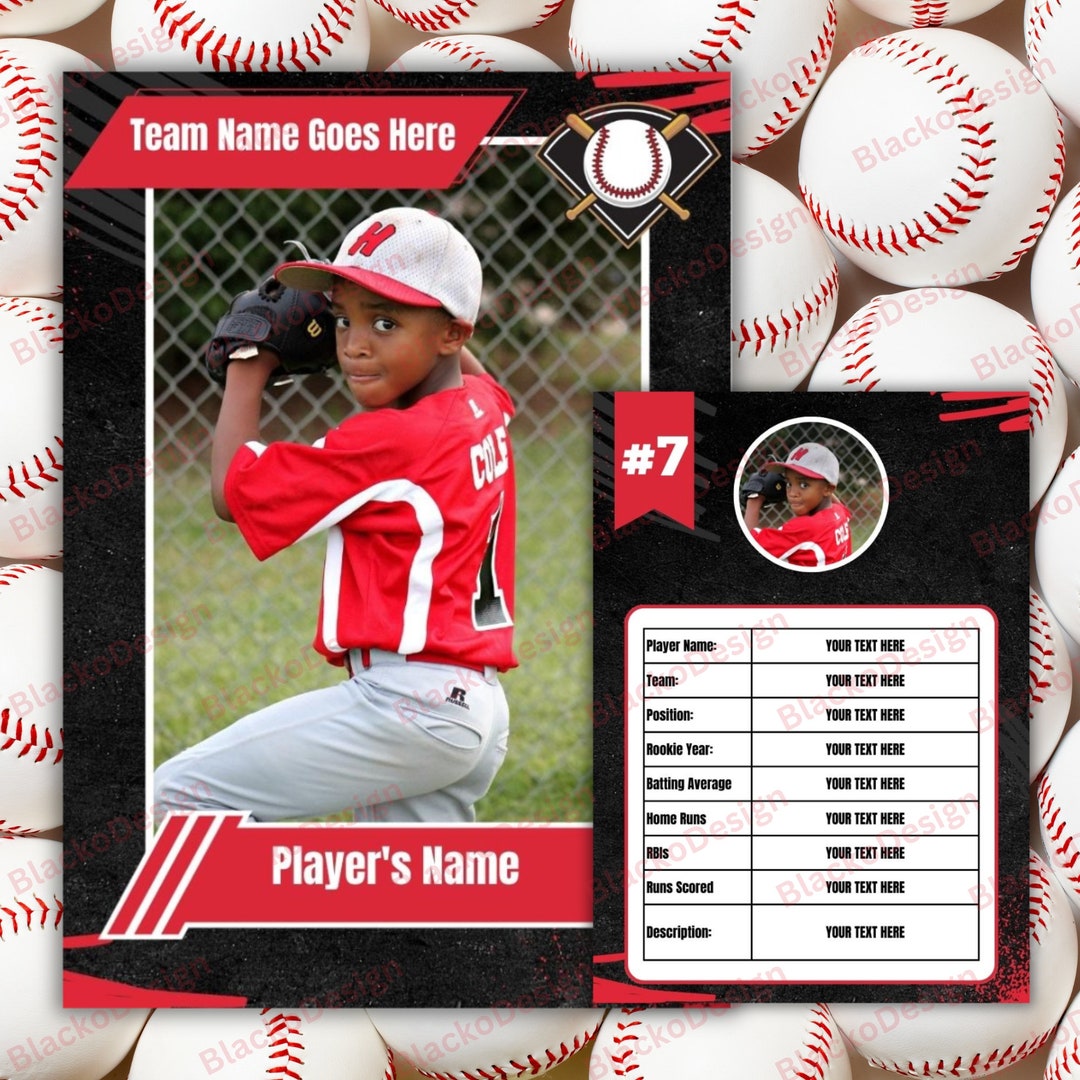 Editable Baseball Trading Card Customizable Baseball Team - Etsy