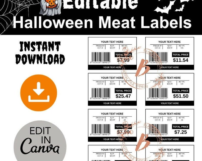 Halloween Meat Labels | Printable Meat Labels | Fake Meat Label ...