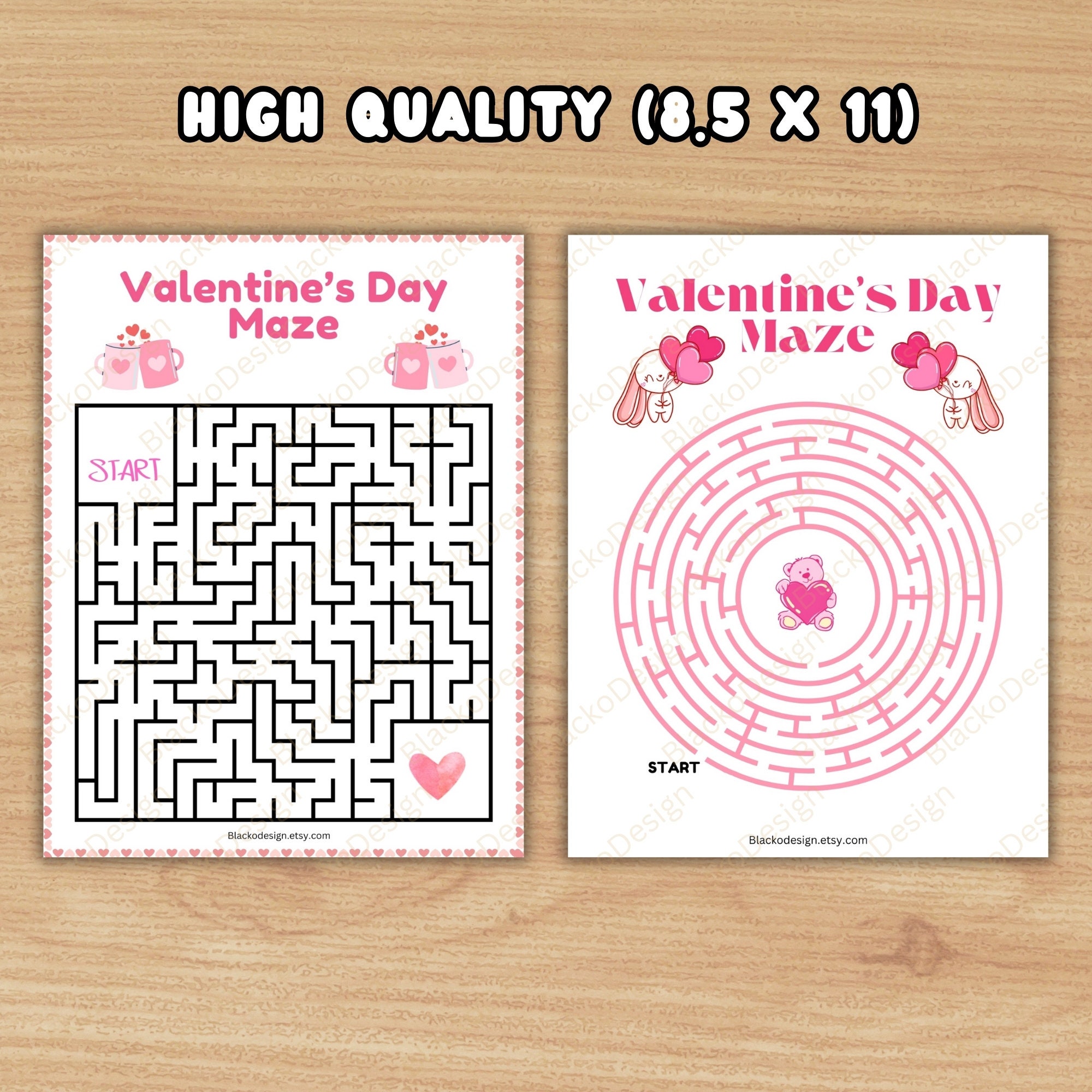 Valentine Maze Card Fun and Challenging Kids Valentine's Day Activity ...