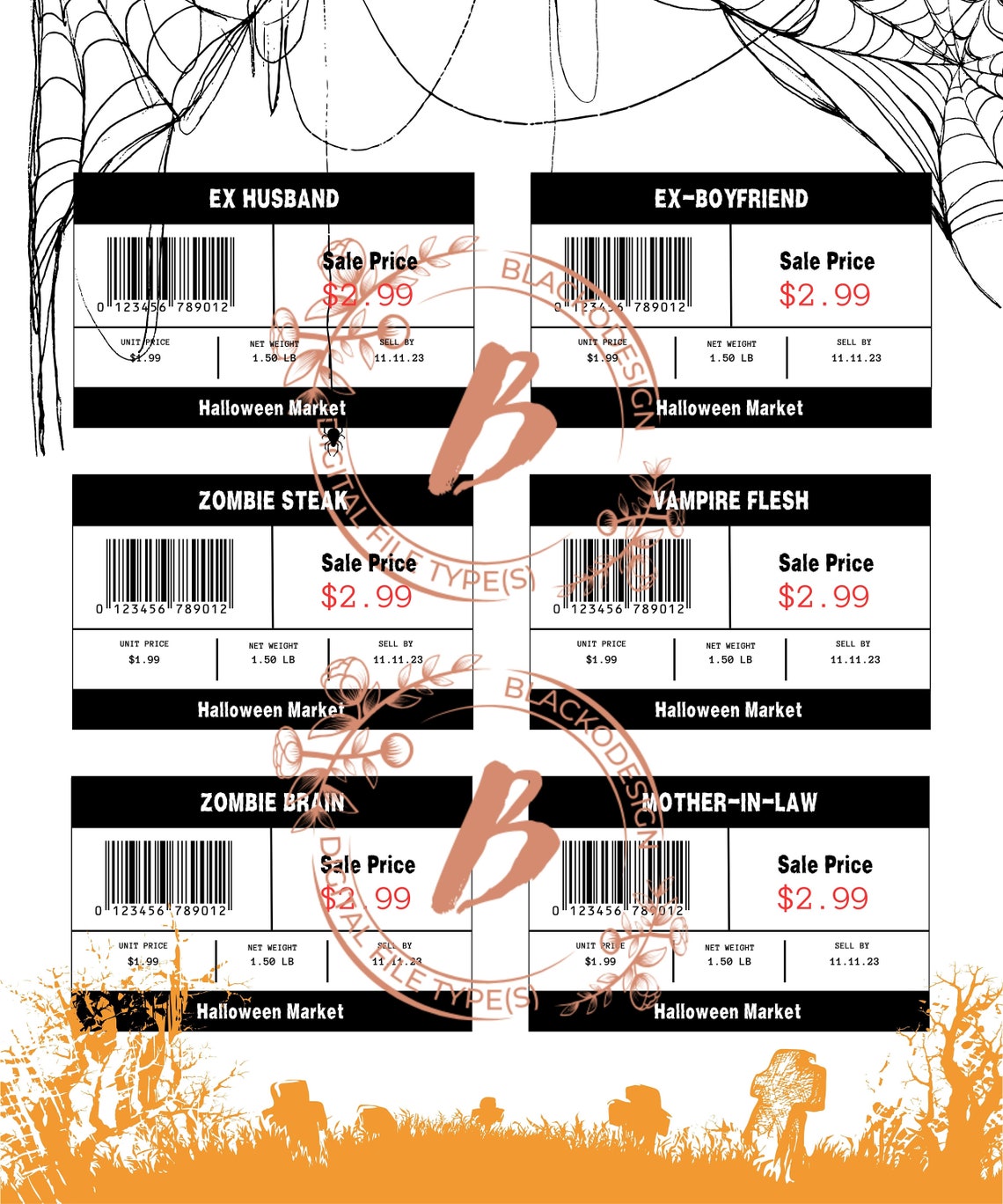 Editable Halloween Prank Meat Labels: Spooky Food Stickers (PDF) - Etsy