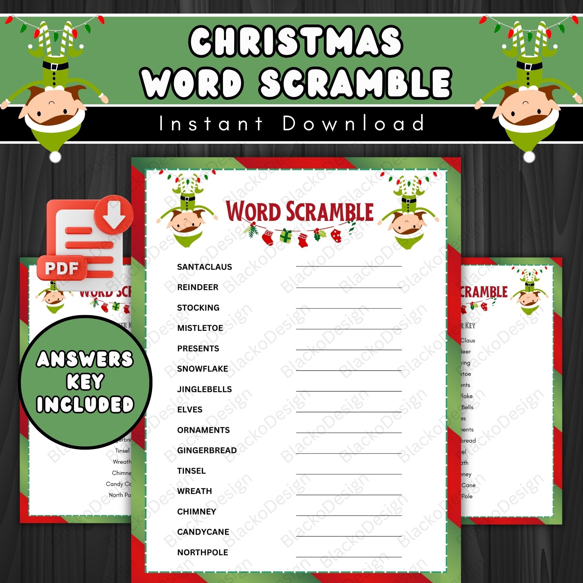Christmas Word Scramble Game Printable Christmas Party Game for Kids ...