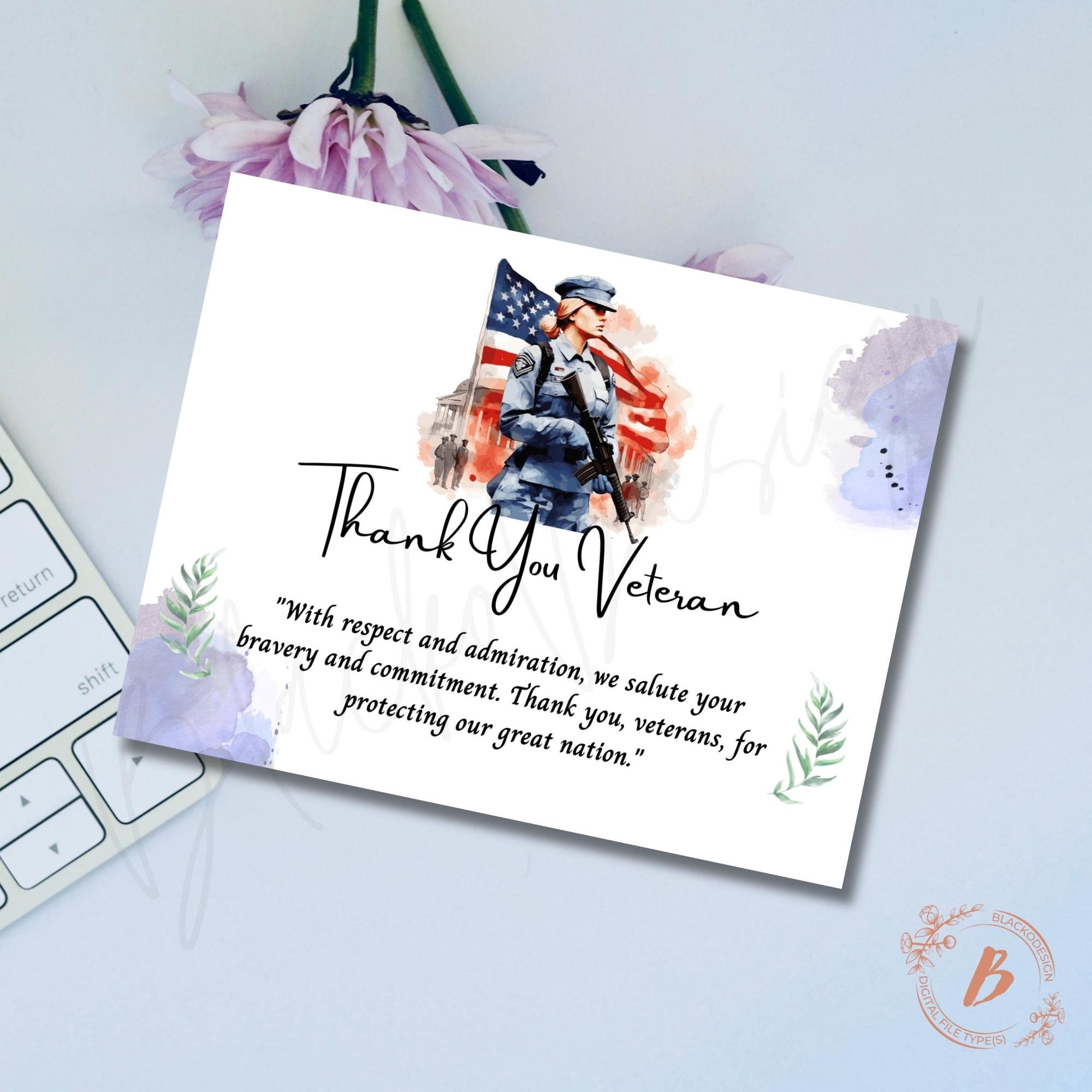 Editable Veterans Day Thank You Card: Printable Canva Template (digital ...