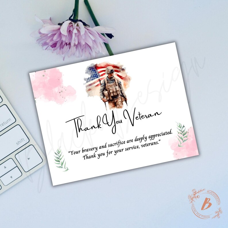 Editable Veterans Day Thank You Card: Printable Canva Template (digital ...