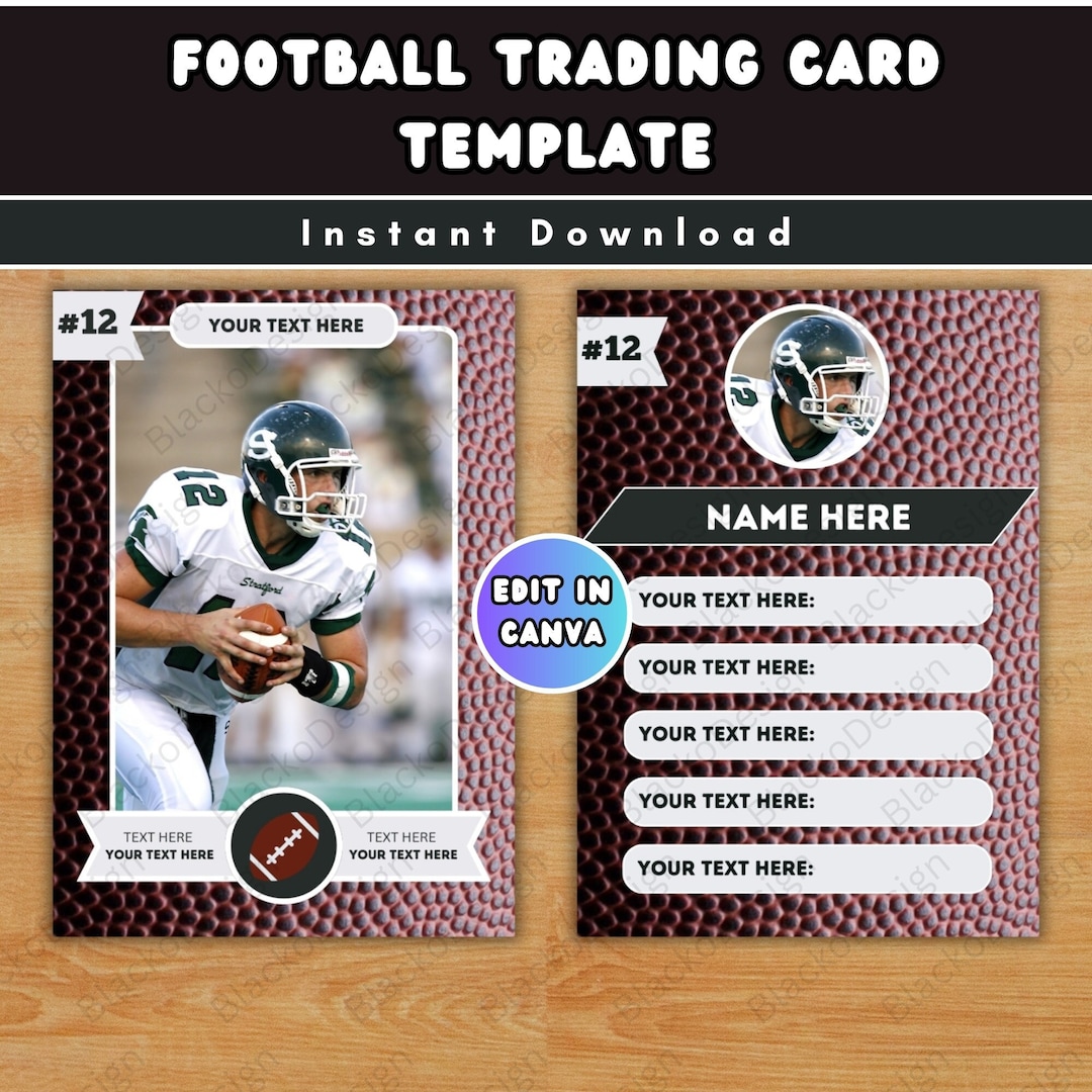 Editable American Football Trading Card Template, DIY Golden Sports ...