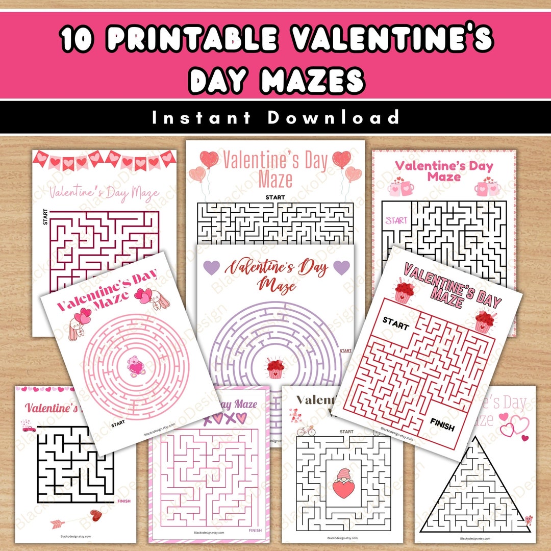 Valentine Maze Card - Fun and Challenging Kids Valentine's Day Activity ...