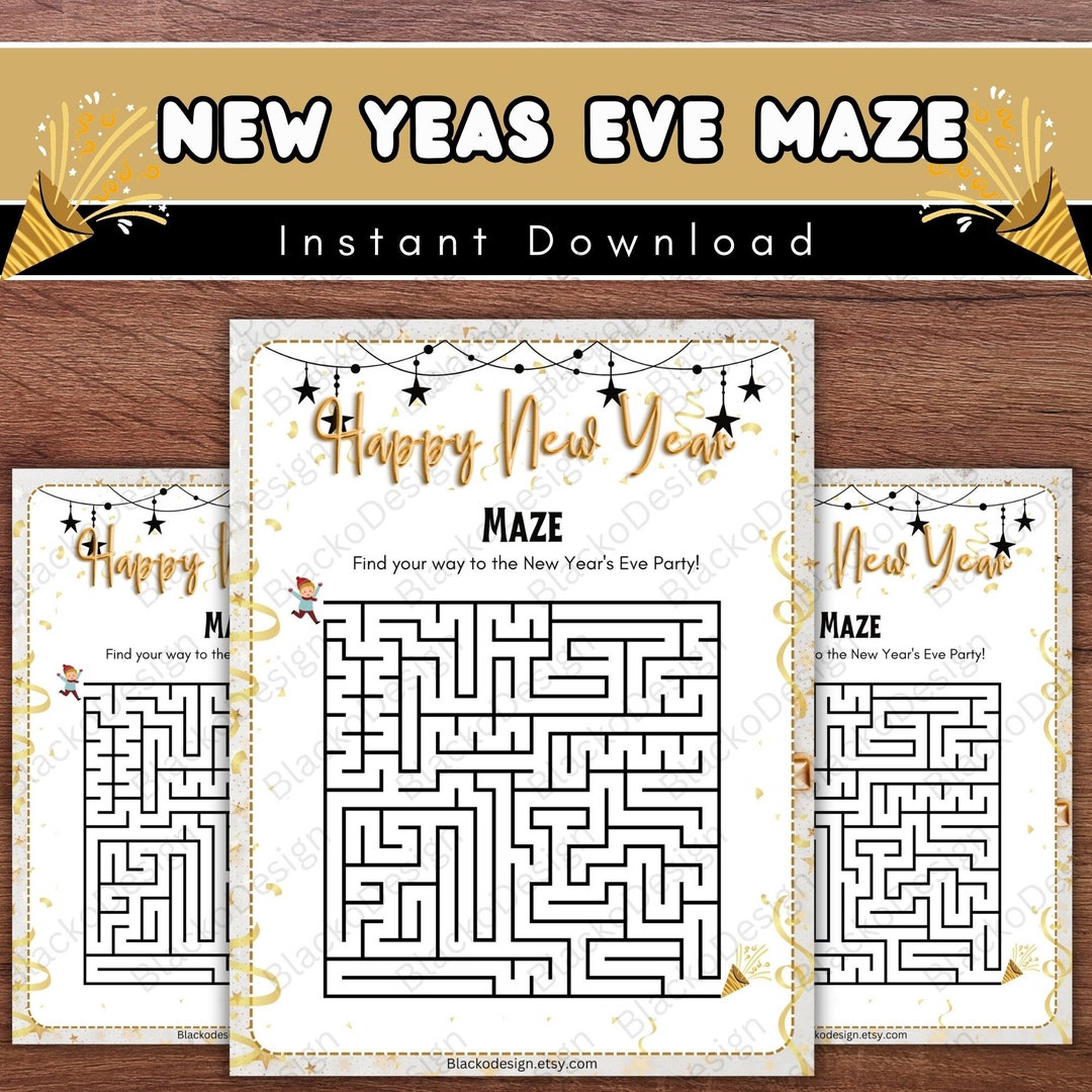 New Year's Maze Mania - Celebrate With This Printable NYE Game for ...