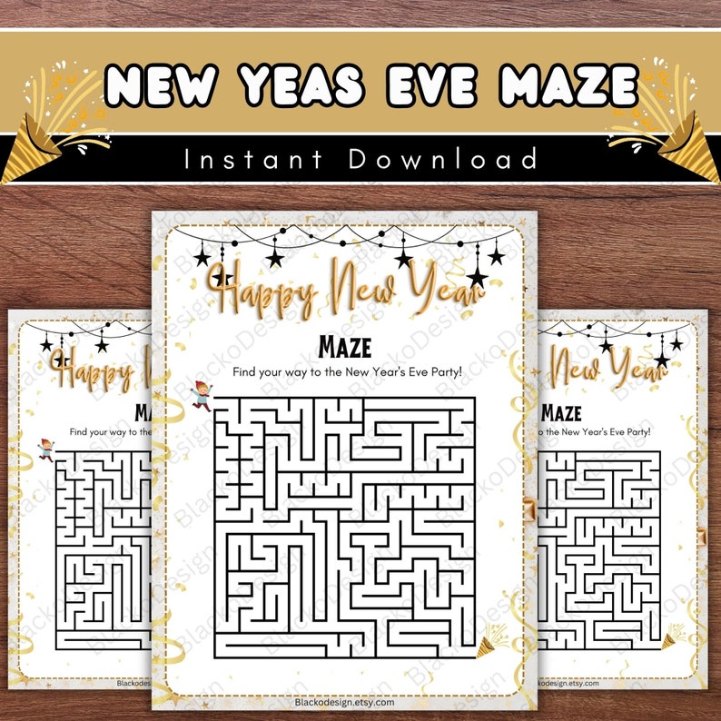 New Year's Maze Mania - Celebrate With This Printable NYE Game for ...