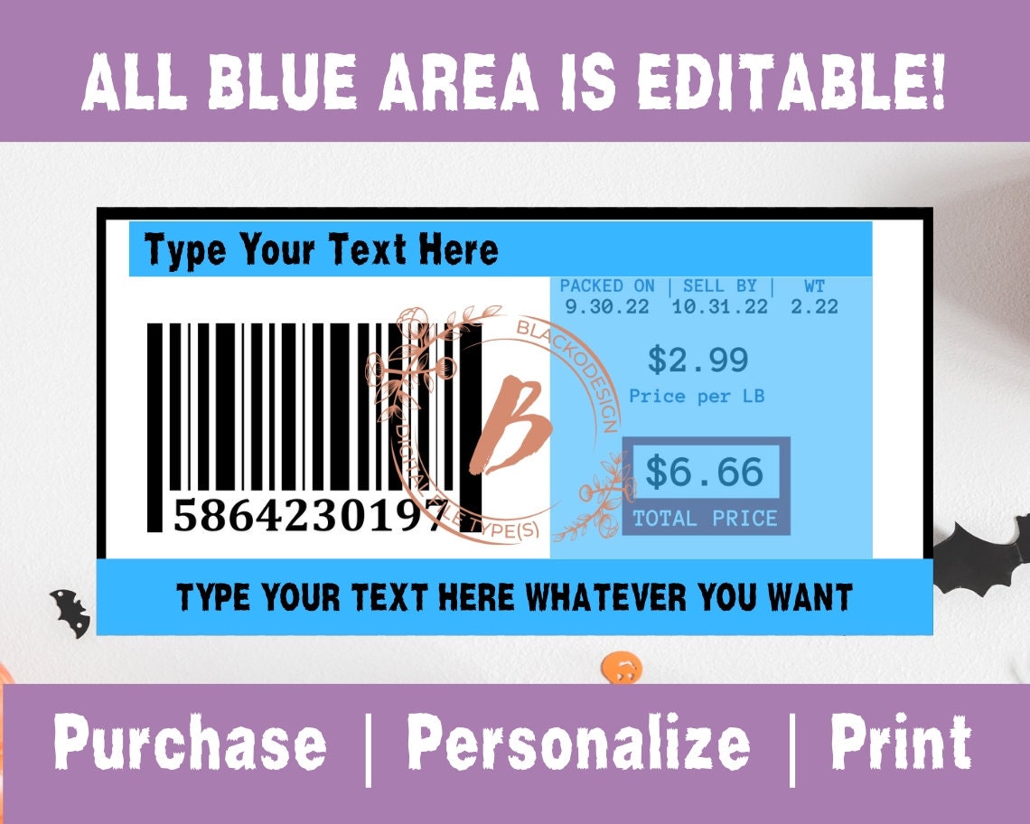 Editable Halloween Meat Labels: Spooky Party Favors (PDF, PNG, JPG) - Etsy