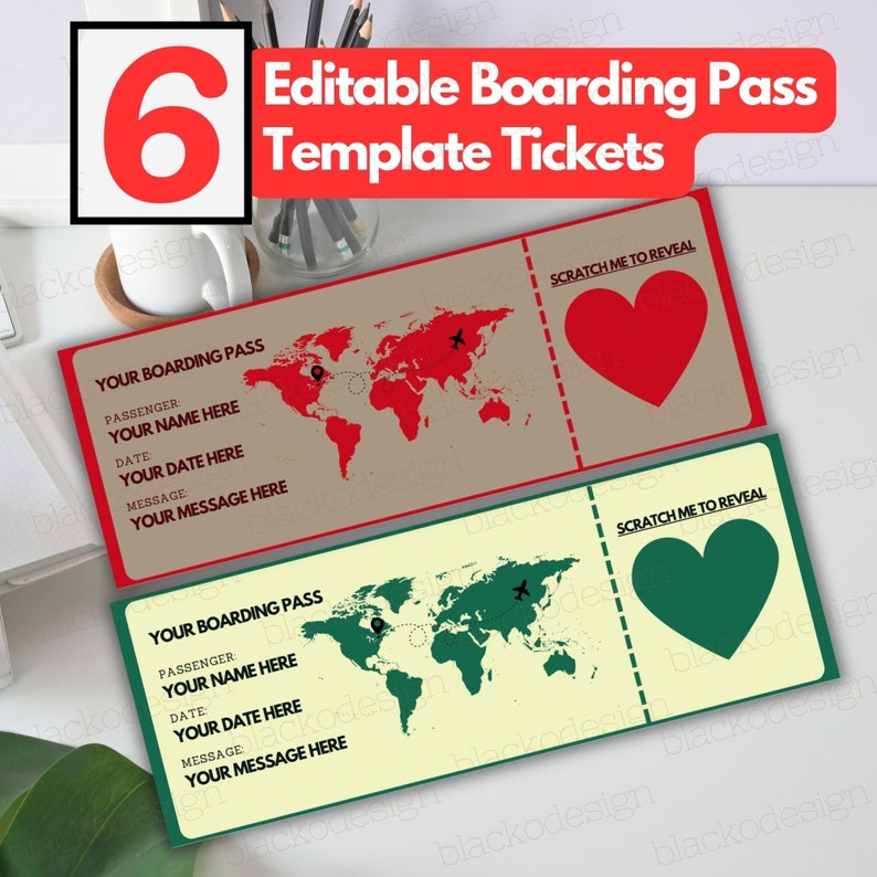 Editable Boarding Pass Template - Personalised Scratch Surprise ...