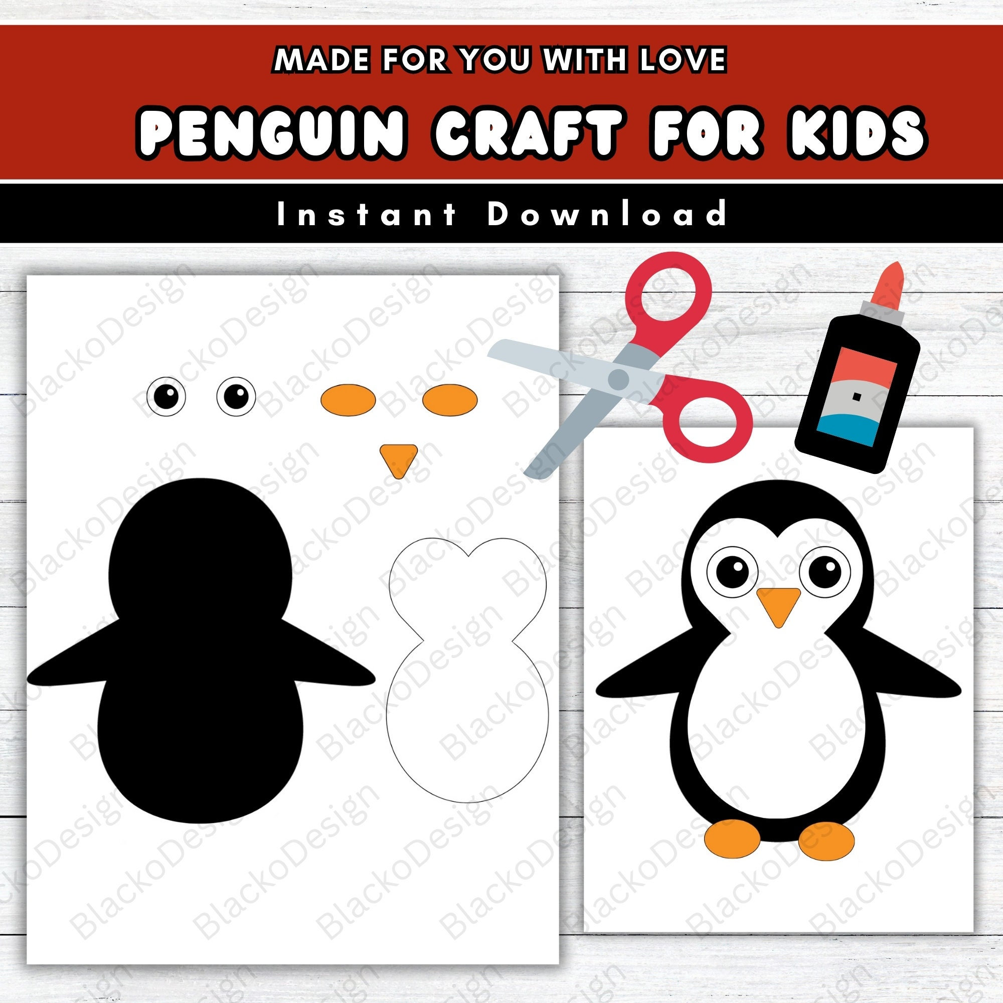 Penguin Craft for Kids - Penguin Craft Printable Pattern Template for ...