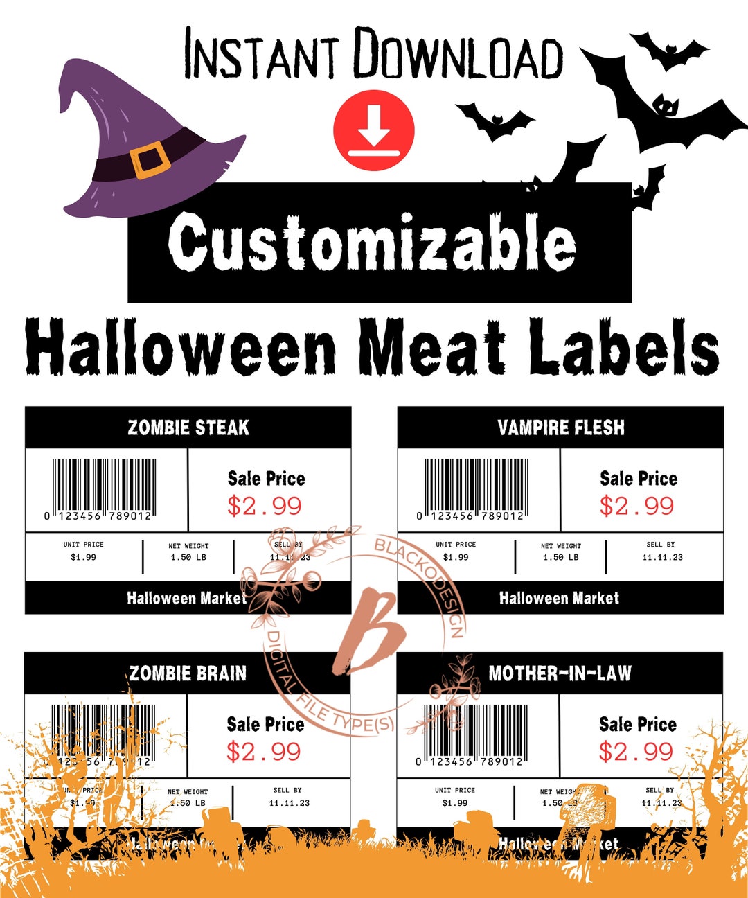 Halloween Prank Printable Fake Meat Labels Editable Meat - Etsy