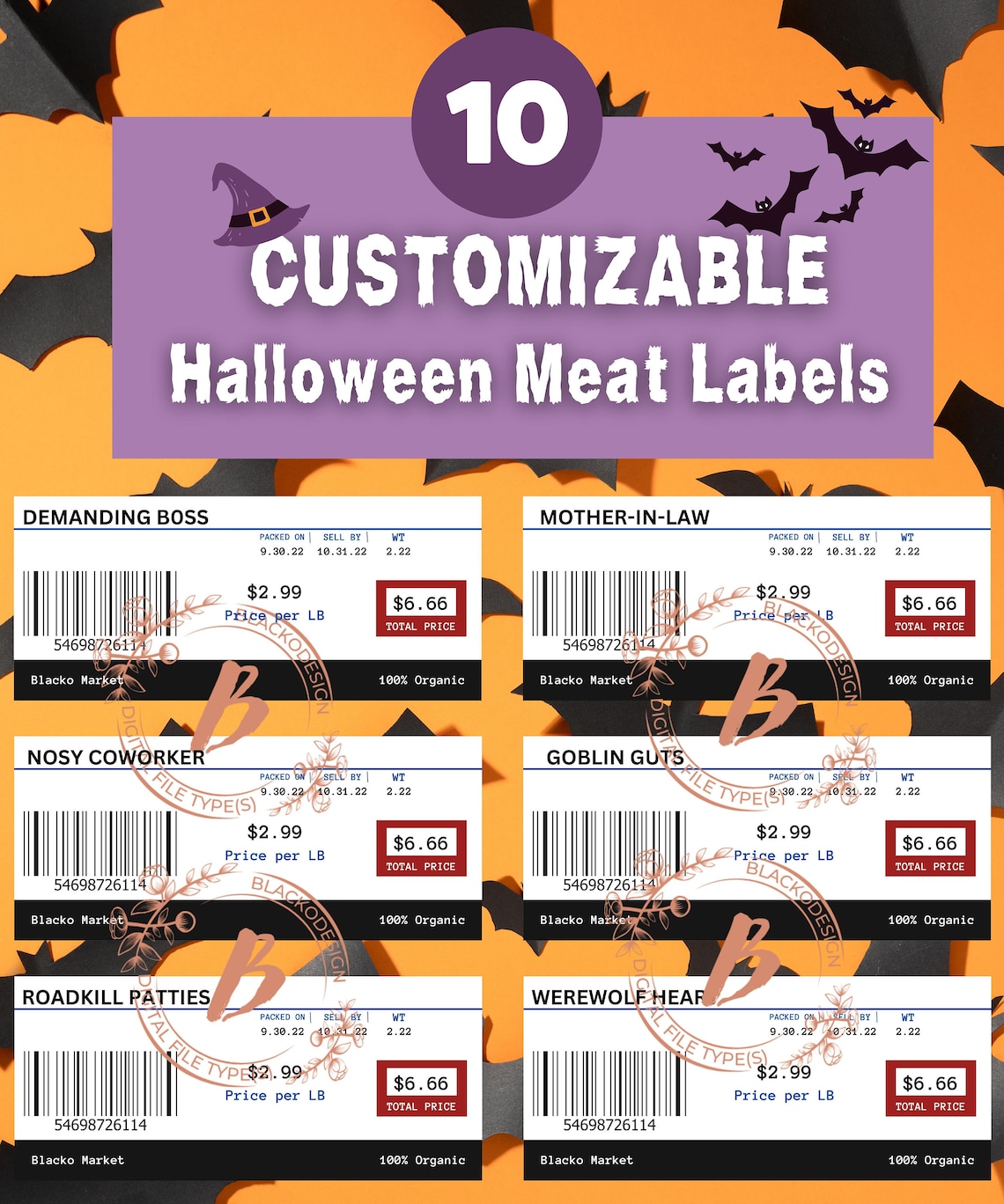 Fake Meat Labels | Editable Halloween Meat Labels | Meat Sticker ...