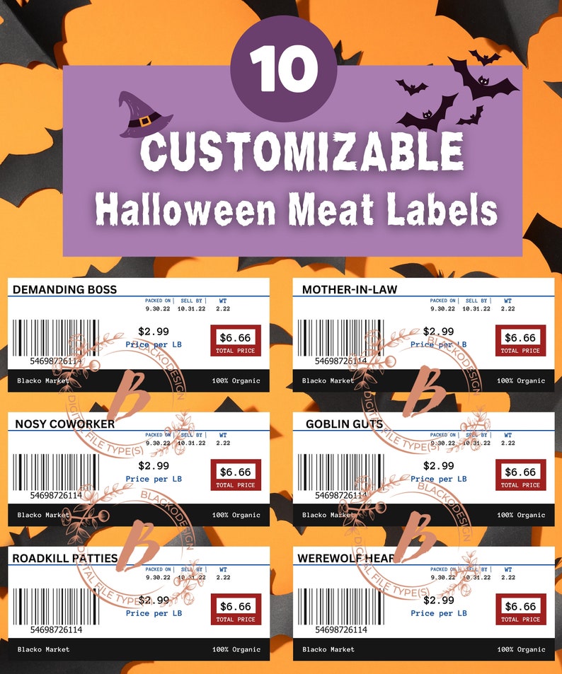 Fake Meat Labels | Editable Halloween Meat Labels | Meat Sticker ...
