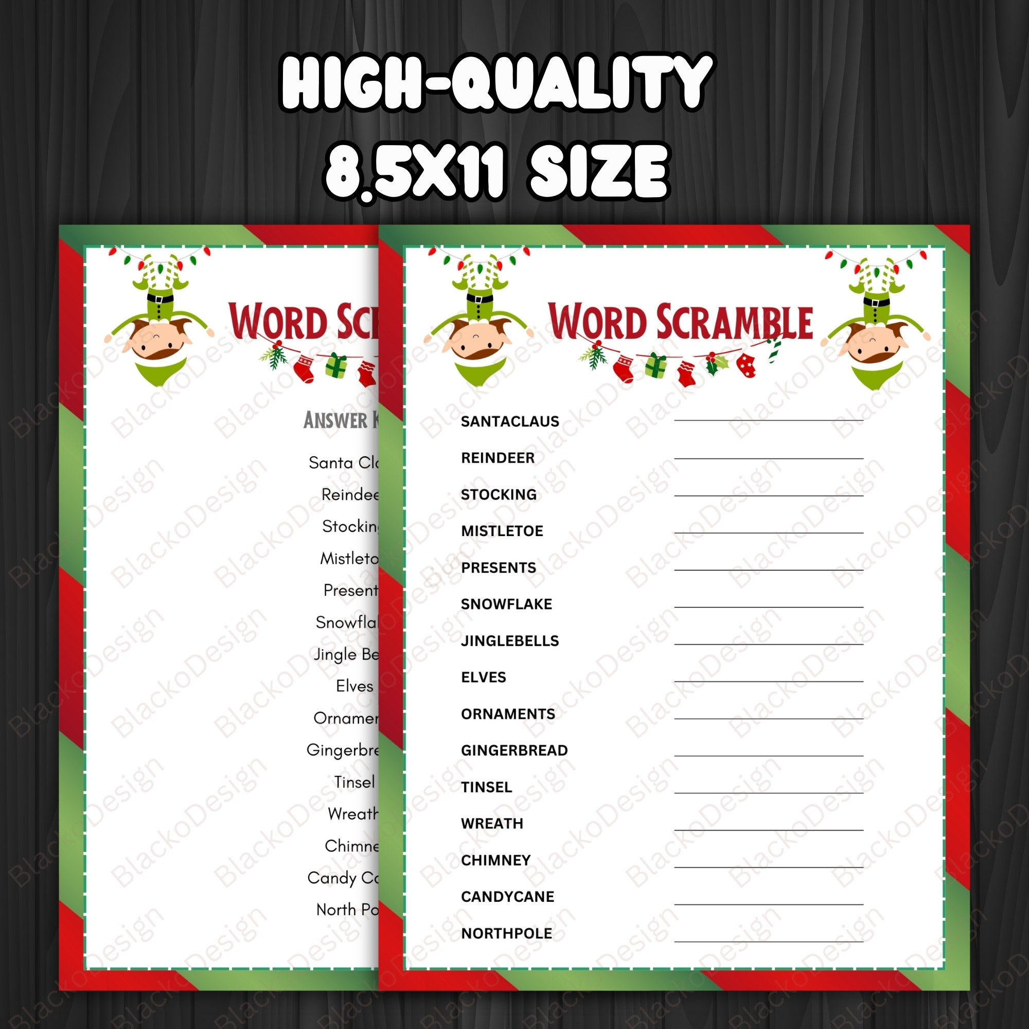Christmas Word Scramble Game Printable Christmas Party Game for Kids ...