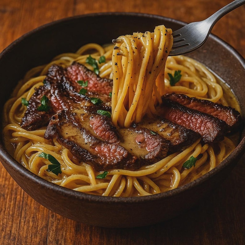Garlic Butter Steak Lightning Noodles Recipe: Instant Download (PDF) - Etsy