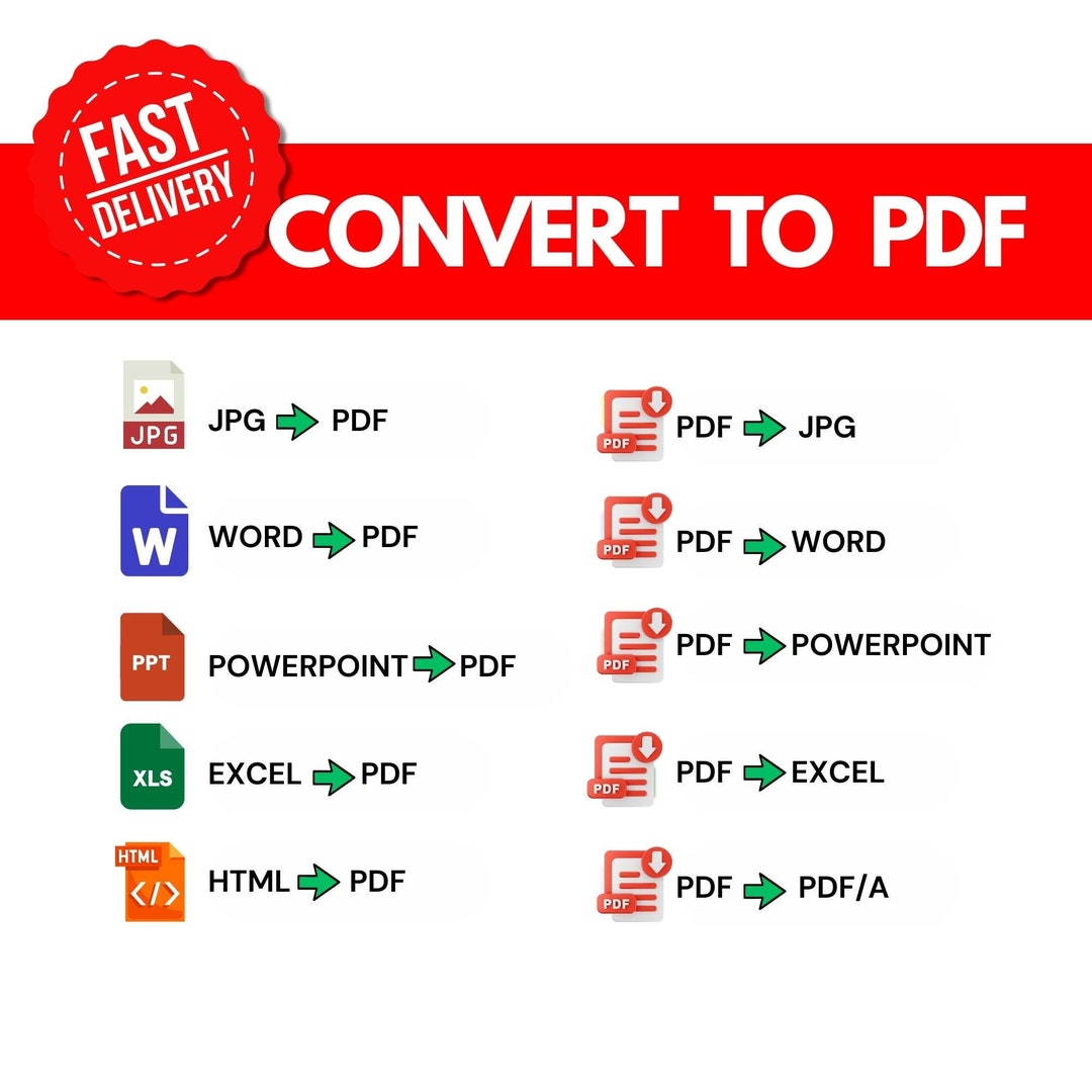 Convert JPG, Word, Powerpoint, Excel, HTML to PDF – Fast & Accurate Service - Etsy