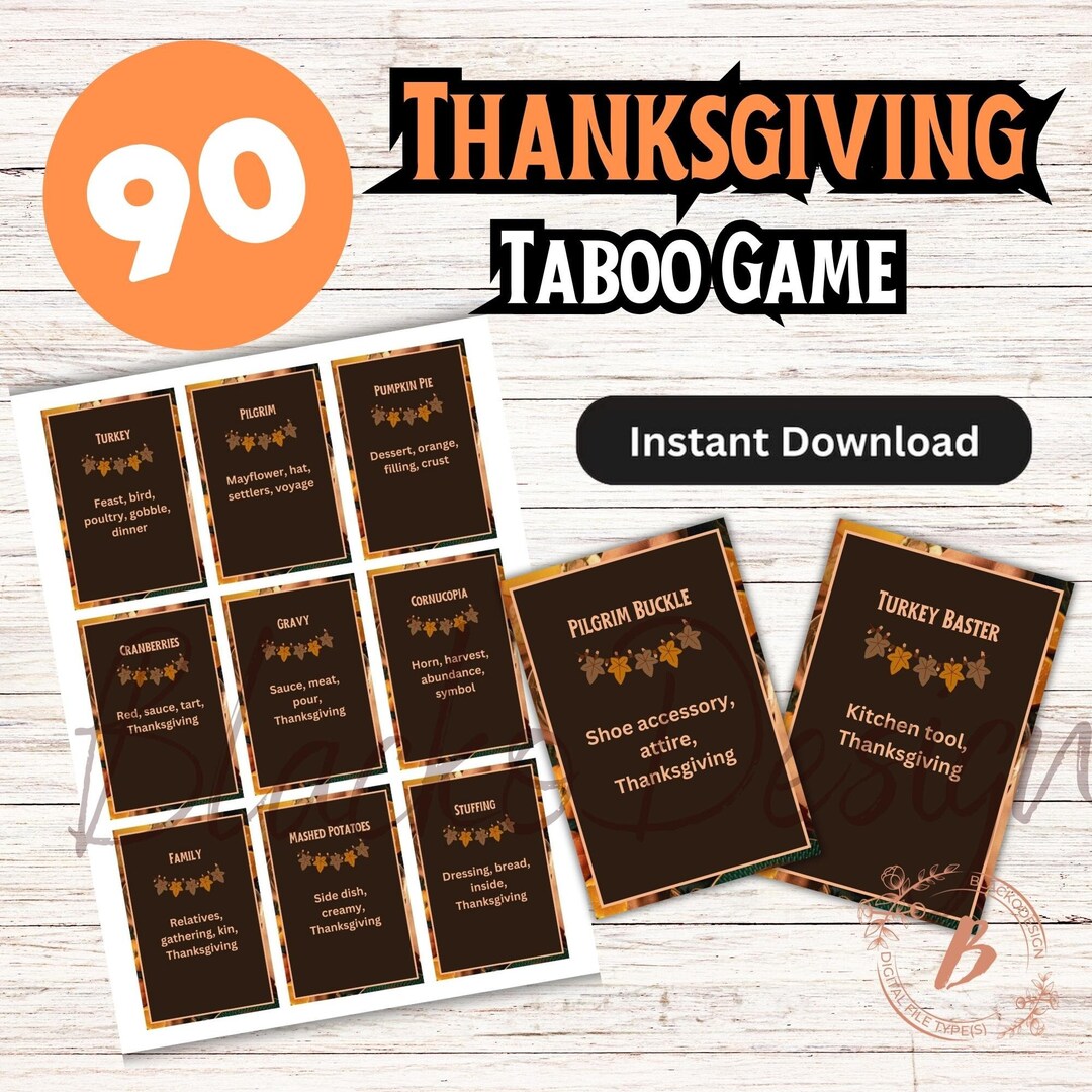 Thanksgiving Taboo Game: Printable Family Cards (PDF) - Etsy