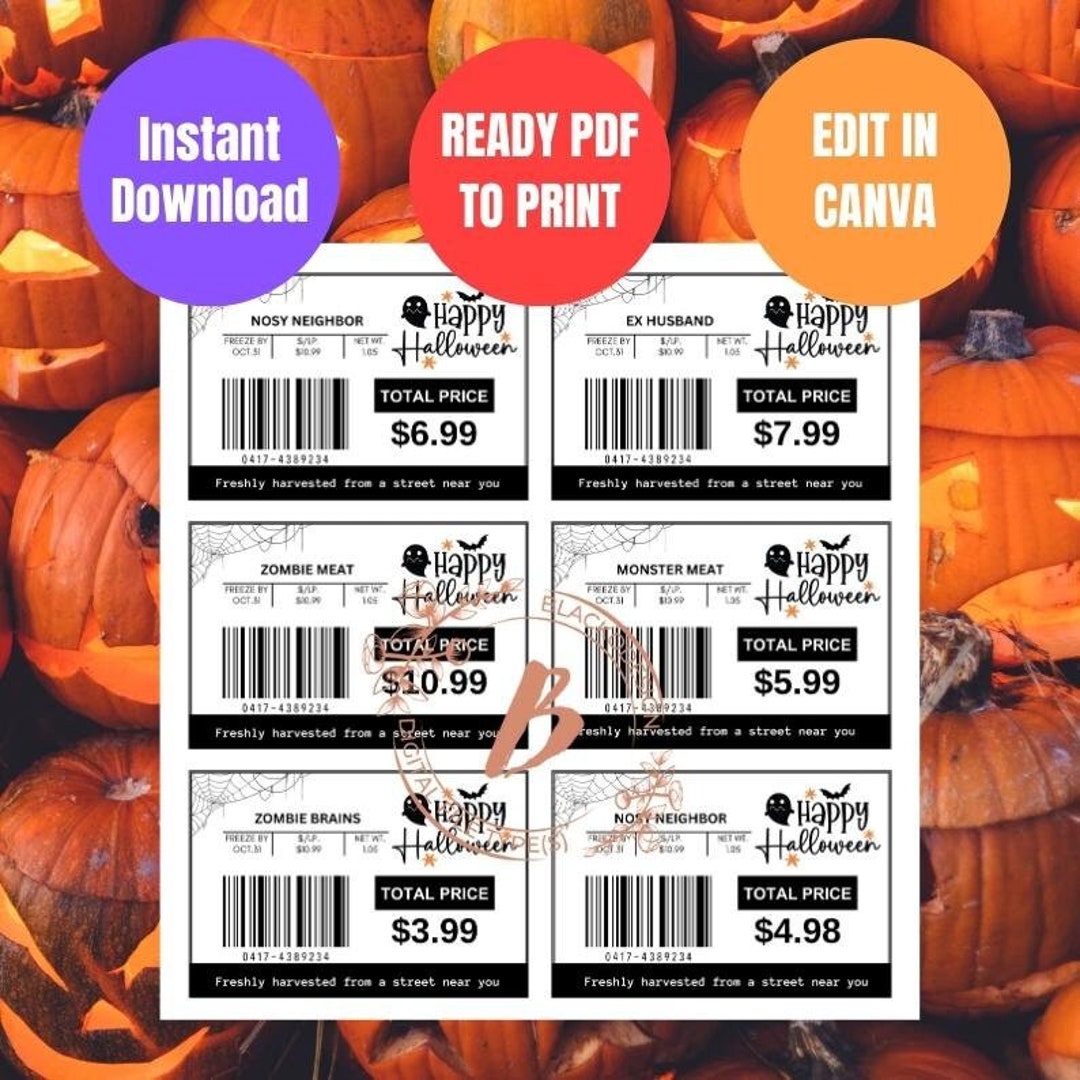 Printable Halloween Prank Labels: Fake Meat Stickers (PDF Download) - Etsy