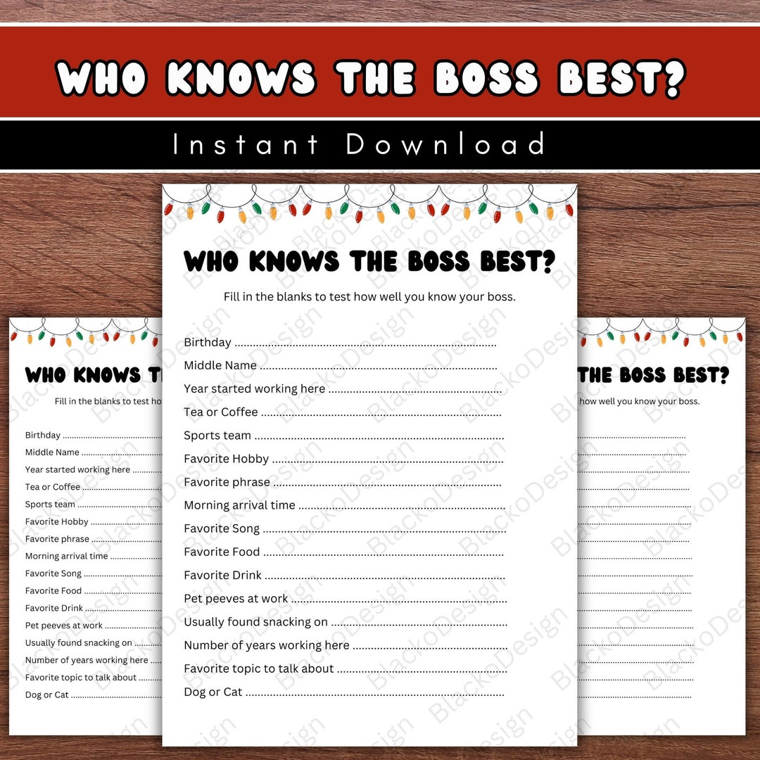 Who Knows the Boss Best Trivia Challenge for a Fun Christmas Office ...