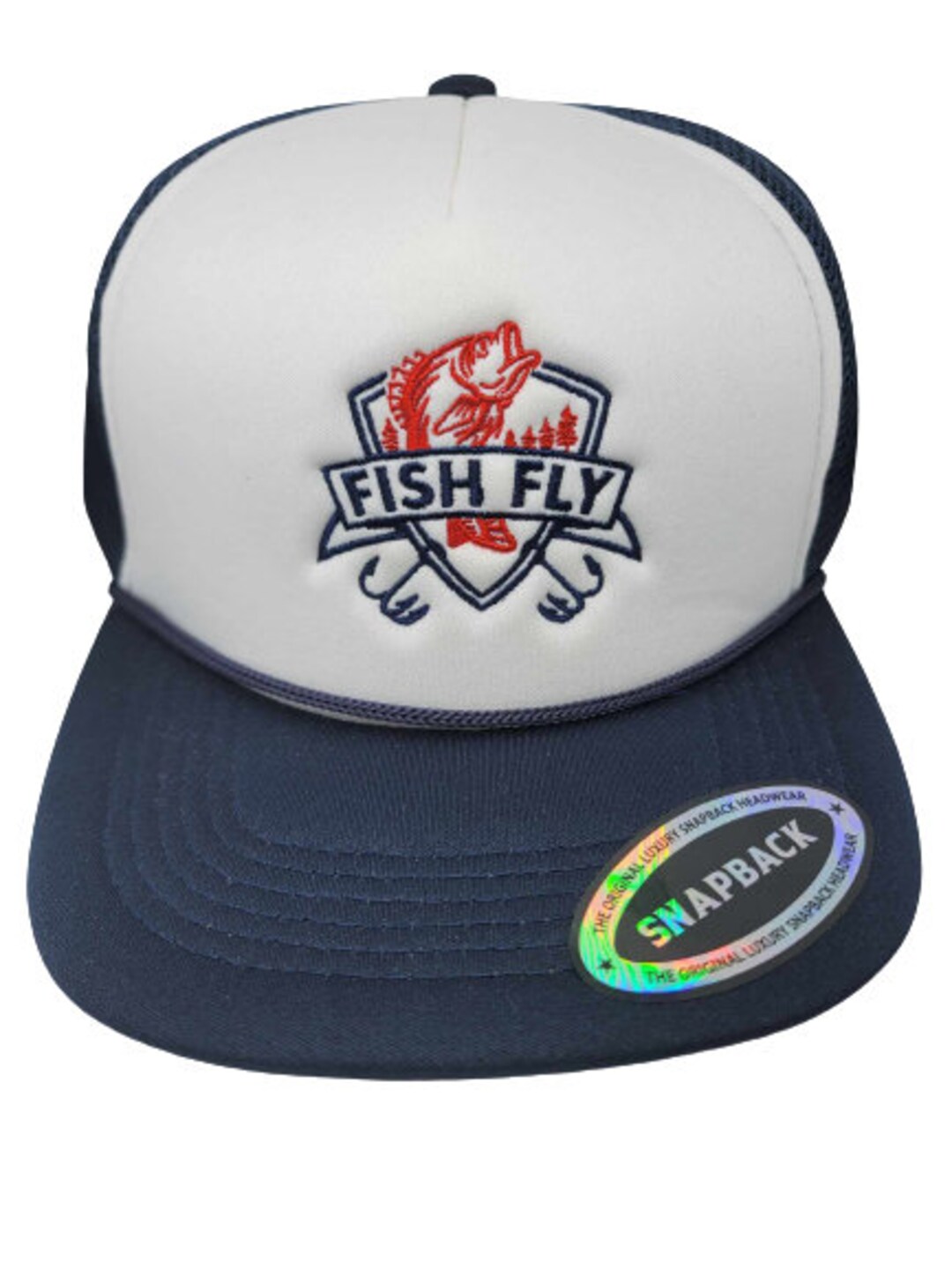 Blue Fish Fly Trucker Hat, Fishing Hat - Etsy