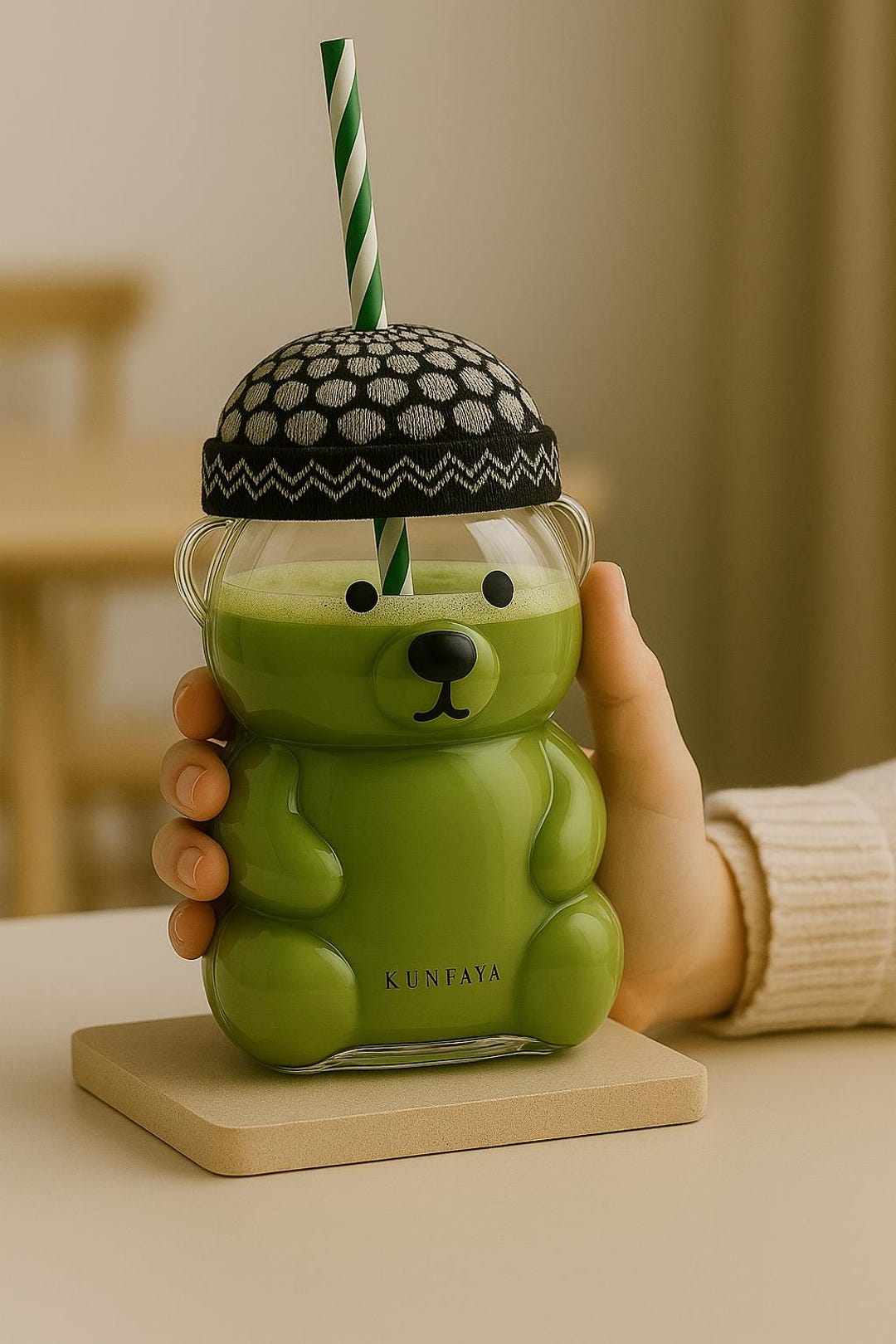 Arabic Teddy Bear Cup With Straw | Viral Tiktok Glass Cup | Cute Bear ...