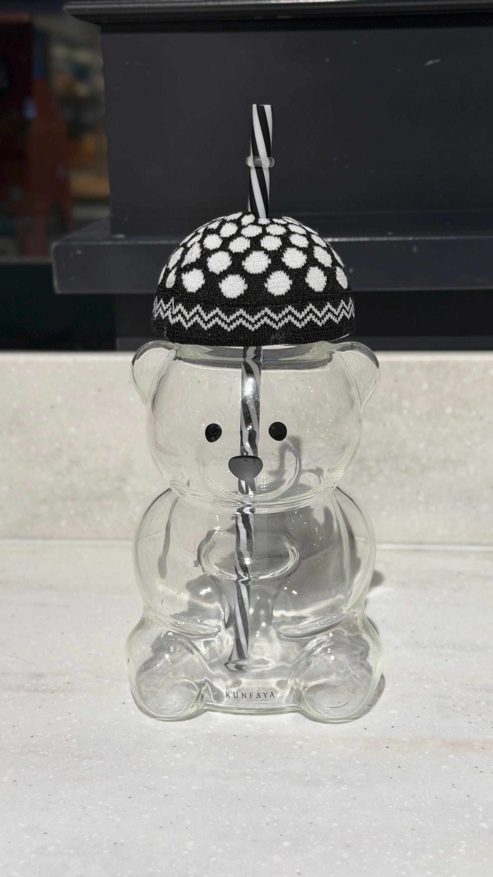 Keffiyeh Teddy Bear Cup With Straw | Viral Tiktok Glass Cup | Cute Bear ...
